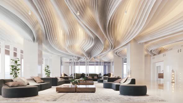 Luxurious Hotel Lobby With Marble Floor, Motion Graphics | VideoHive
