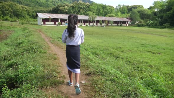 Rural Girl Walking To School, Stock Footage | VideoHive
