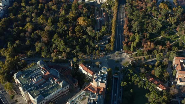 High Angle View of Multilevel Road Interception in Town Surrounded By ...