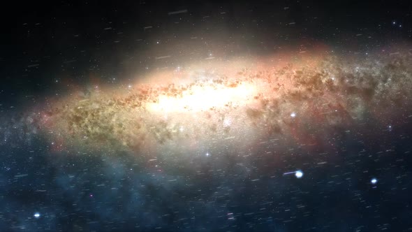 Spectacular view of a glowing galaxy - gravitationally bound system of ...