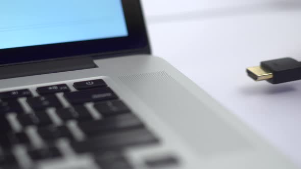 Plugging USB Cable Into Laptop Close Up, Stock Footage | VideoHive