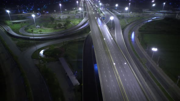 4K : Aerial hyperlapse drone shot of fast moving Highway road., Stock ...