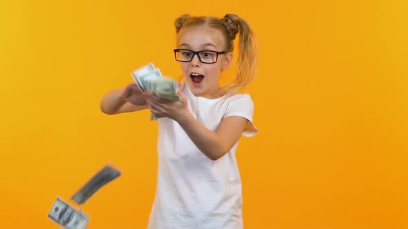 Excited Kid Throwing Money, Celebrating Victory at Talent Show, Jack ...