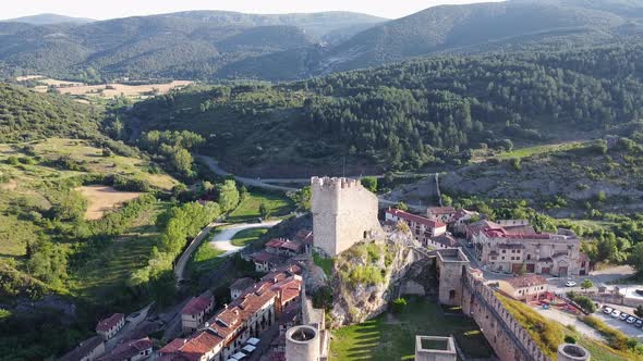 Aerial View of the Scenic Medieval Village of Frias in Burgos Province ...