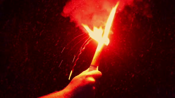 Signal Flare Held Up In Snowstorm, Stock Footage | VideoHive