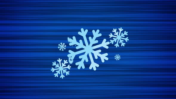 Flying flake of snow on blue background. Looped animation of snowflake ...