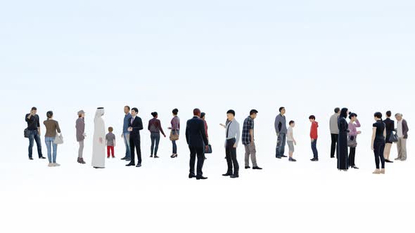 4K alpha channel,3D crowd on transparency background, Motion Graphics