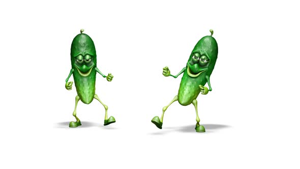 Two Cucumbers Looped Dance on White Background, Motion Graphics | VideoHive
