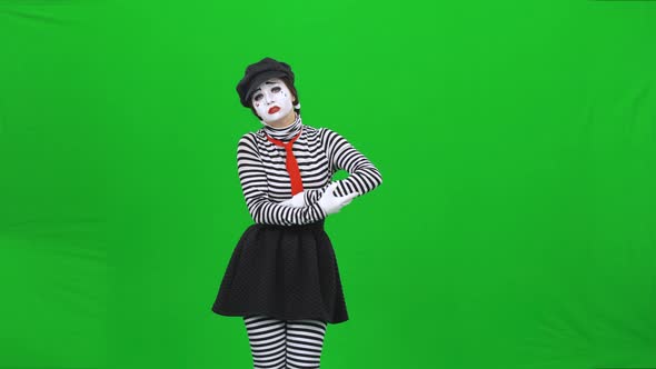 Mime Girl Is Shaking a Baby, Looking Exhausted. Chroma Key., Stock Footage
