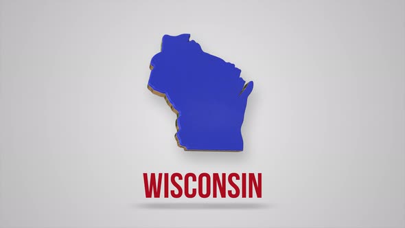 Line Animated Map Showing the State of Wisconsin From the United State ...