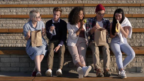 Students Having Lunch Break Outside the University, Stock Footage ...
