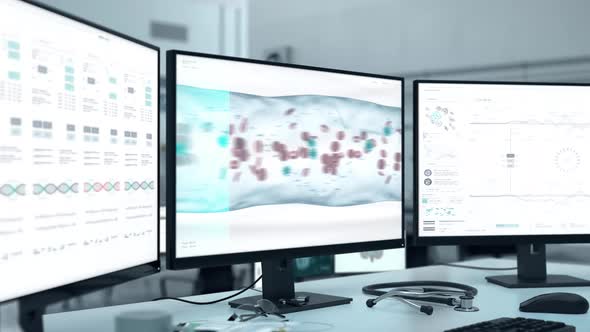 Scanner interface is searching for illness bacteria in the patients ...