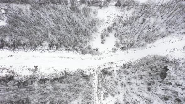 desolate winter road from above, Stock Footage | VideoHive