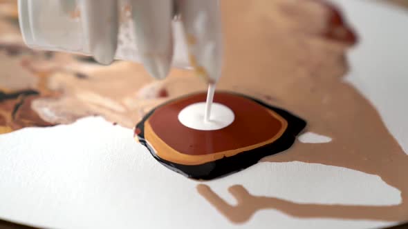 Process Of Drawing Making Abstract Liquid Acrylic Painting, Stock Footage