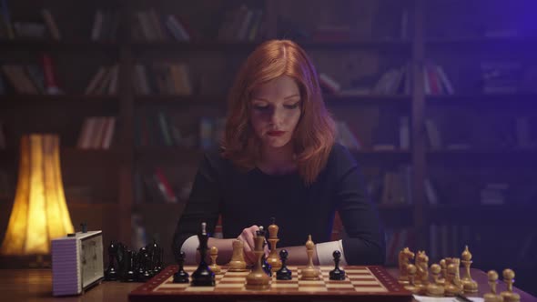 Girl Chess Player Moves Queen, Stock Footage | VideoHive