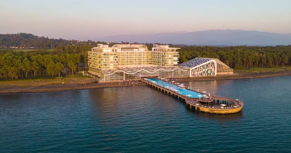 Shekvetili. Georgia - 08.08.2020: Aerial Hyperlapse of Modern hotel ...