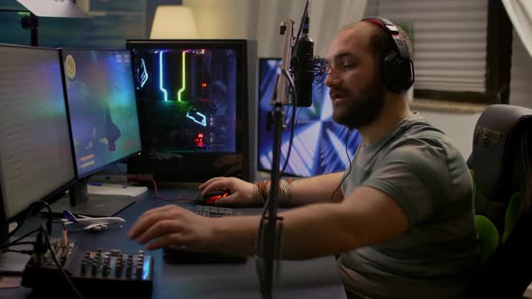 Pro Gamer Wearing Professional Headphones, Stock Footage | VideoHive