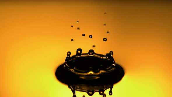 Falling Drop Of Yellow Liquid Creating A Crown In Slow Motion, Stock ...