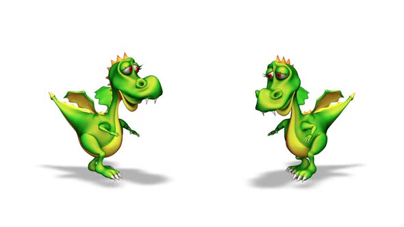 Two Dracons - Looped Dance on White Background, Motion Graphics | VideoHive