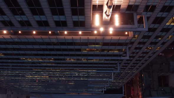 Descending High Angle Footage of Tall Office Building, Stock Footage