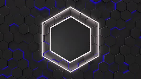 3D animation loop. Empty space for text on an abstract futuristic ...