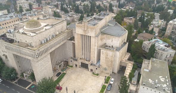Aerial view of the great synagogue, Jerusalem, Israel., Stock Footage