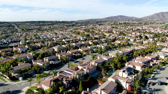 Aerial View of Upper Middle Class Neighborhood with Identical ...