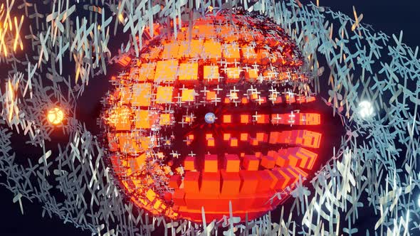 3d abstract technology sphere representing earth revolving, Motion Graphics