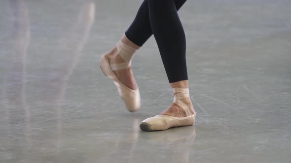 Classical Ballet Dance in Pointes, Feet Closeup. Slow-motion, Stock Footage
