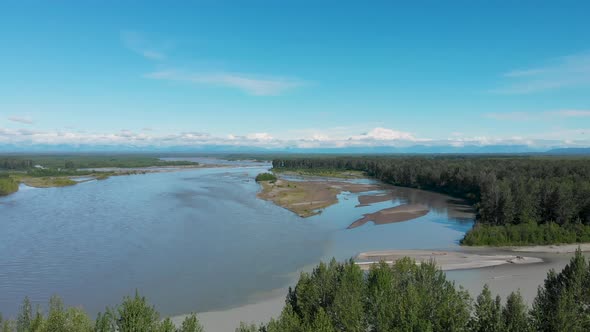 4K Drone Video of Susitna River with Denali Mountain in Distance on ...