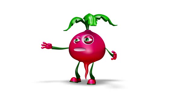 Comic Radish Looped Dance on White Background, Motion Graphics | VideoHive