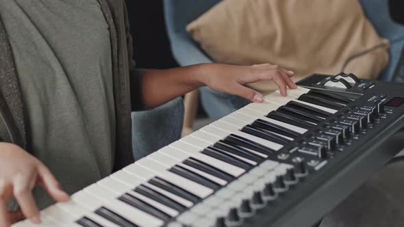 Cropped Child Playing Synthesizer, Stock Footage | VideoHive