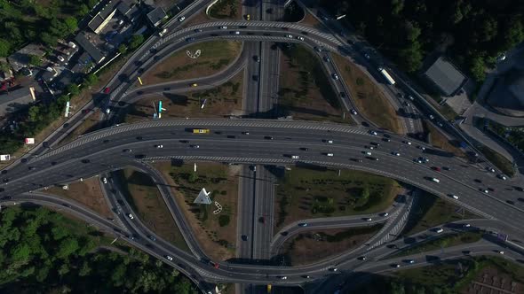 Cars Traffic on Road Intersection. Top View Car Driving on Highway ...