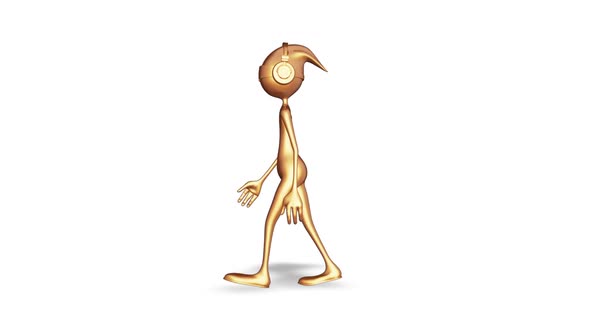 Gold Man Walking Loop on White Background, Motion Graphics | VideoHive