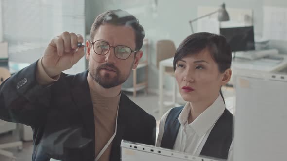 Couple of Design Engineers Coworking in Modern Office, Stock Footage