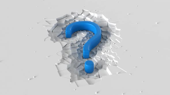Large Blue Question Mark Minimalist Animation with Impact Effect on ...