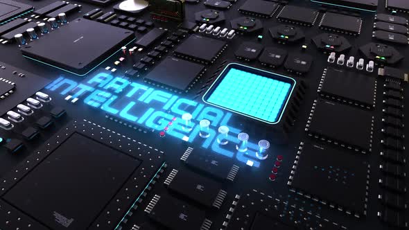 artificial intelligence headline. next-generation chip and processor. , Motion Graphics
