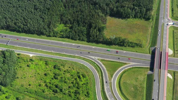 Crossroad aerial view - Interchange aerial photo - Transportation and ...