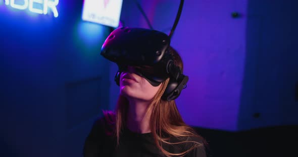 Young Female Player Playing in VR Club, Stock Footage | VideoHive