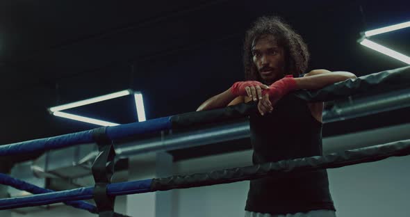 Portrait of Exhausted African Fighter After MMA Fight Black Man is ...