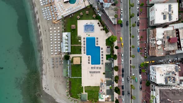 Beach Pool Bar aerial view 4k, Stock Footage | VideoHive