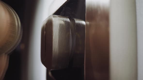 Burglar Hand Puts Coin Into Lock Split to Open Slammed Door, Stock Footage