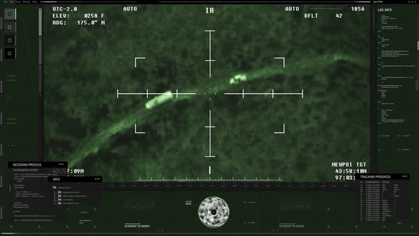 HUD Of Modern Army Weapon System For Aerial Strike Operation With Night ...