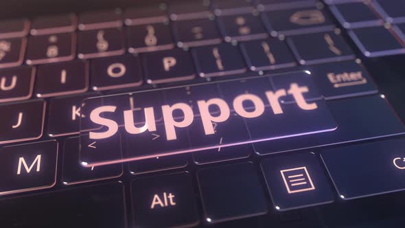 Futuristic Computer Keyboard and Transparent Support Key, Motion Graphics