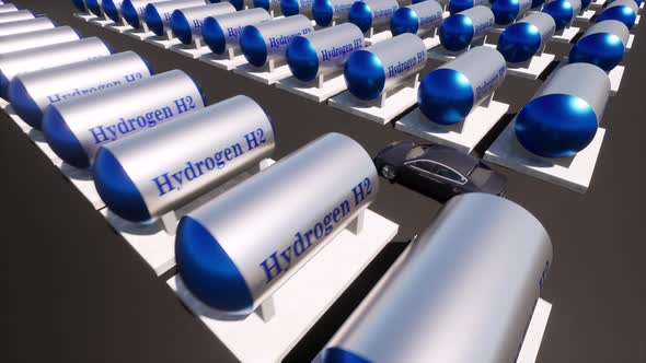 Green Hydrogen H2 Stations in Modern 3d Style Ecological Future ...