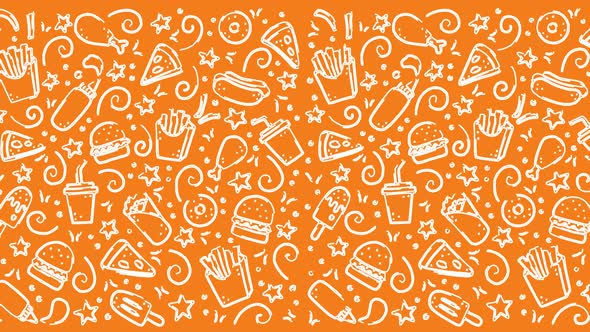 Fast Food Cute Sketch Doodle Background Animation, Motion Graphics