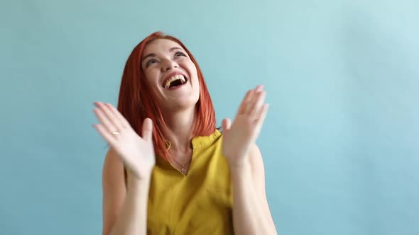 Happy Woman with Brown Hair, Happily Clapping Hand, Stock Footage ...
