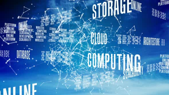 Information technology text with polygonal connecting dots and lines ...