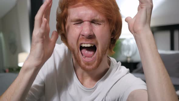 Screaming, Shouting Casually Sitting Redhead Man, Stock Footage | VideoHive