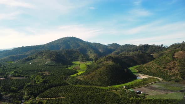 Scenic aerial pano view of Ta Nang – Phan Dung trekking mountains ...